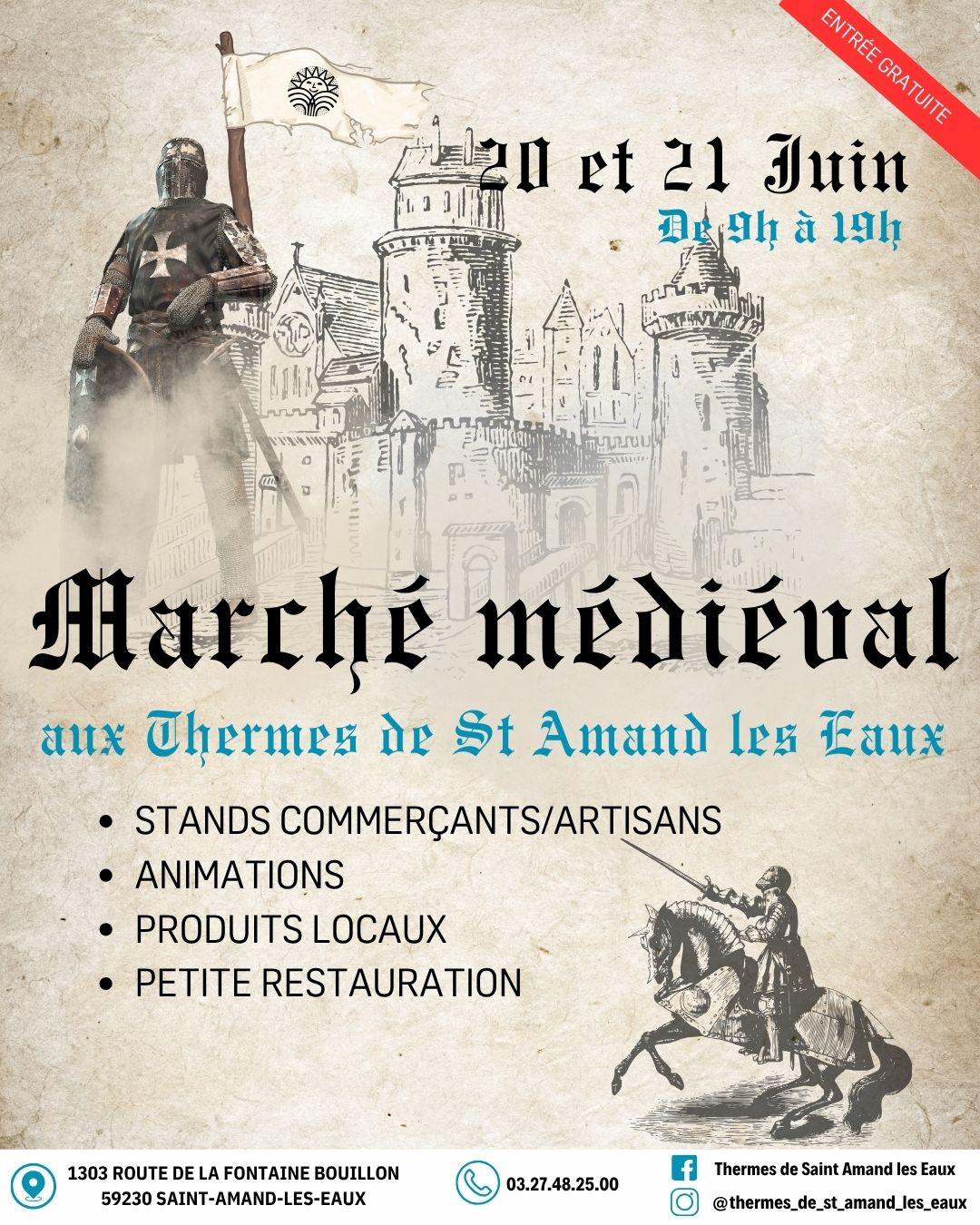 THERMES DE ST AMAND MARCHÉ MÉDIÉVAL sur le portail médiéval
