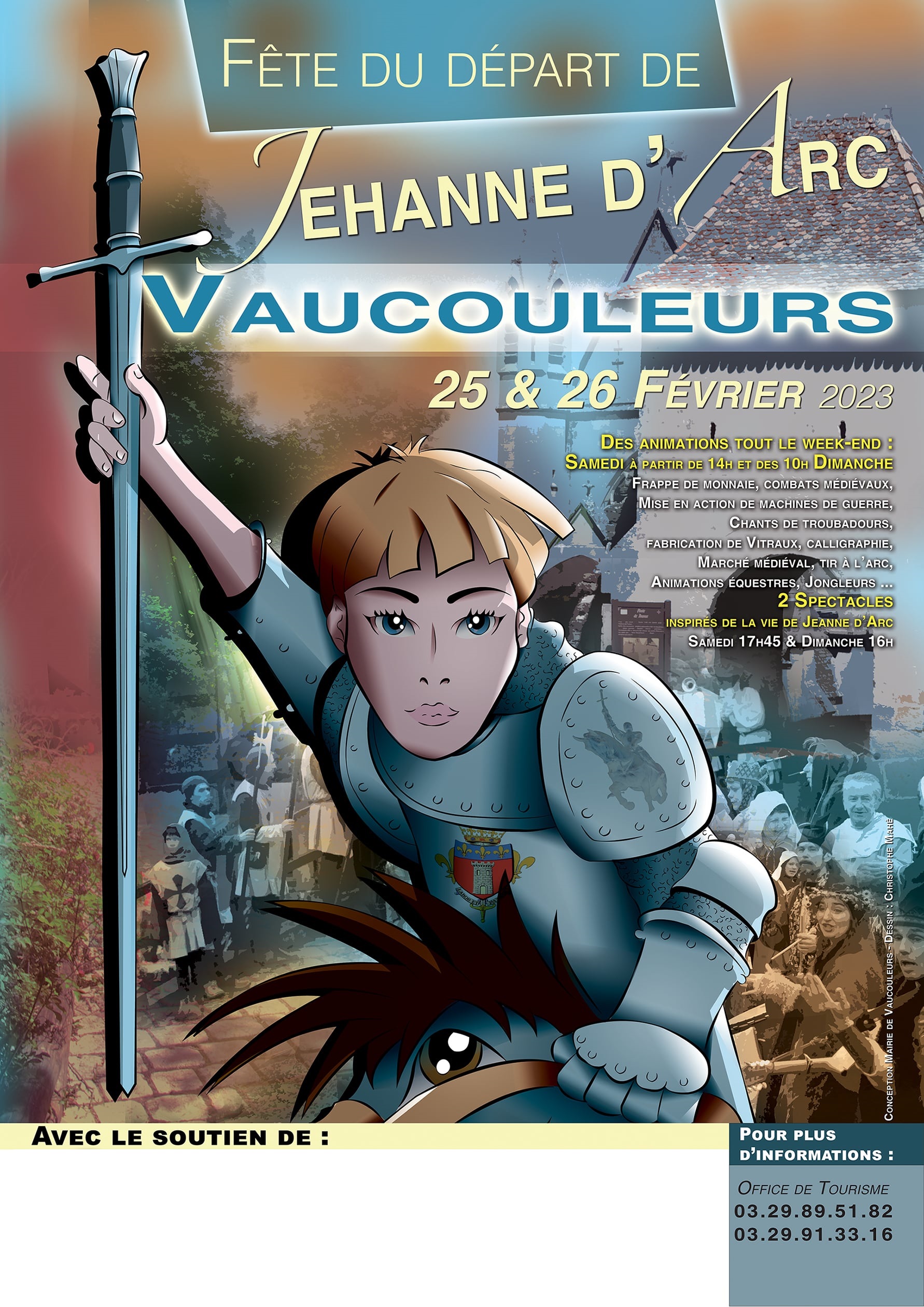 Fête du départ de Jehanne d'Arc sur le portail médiéval