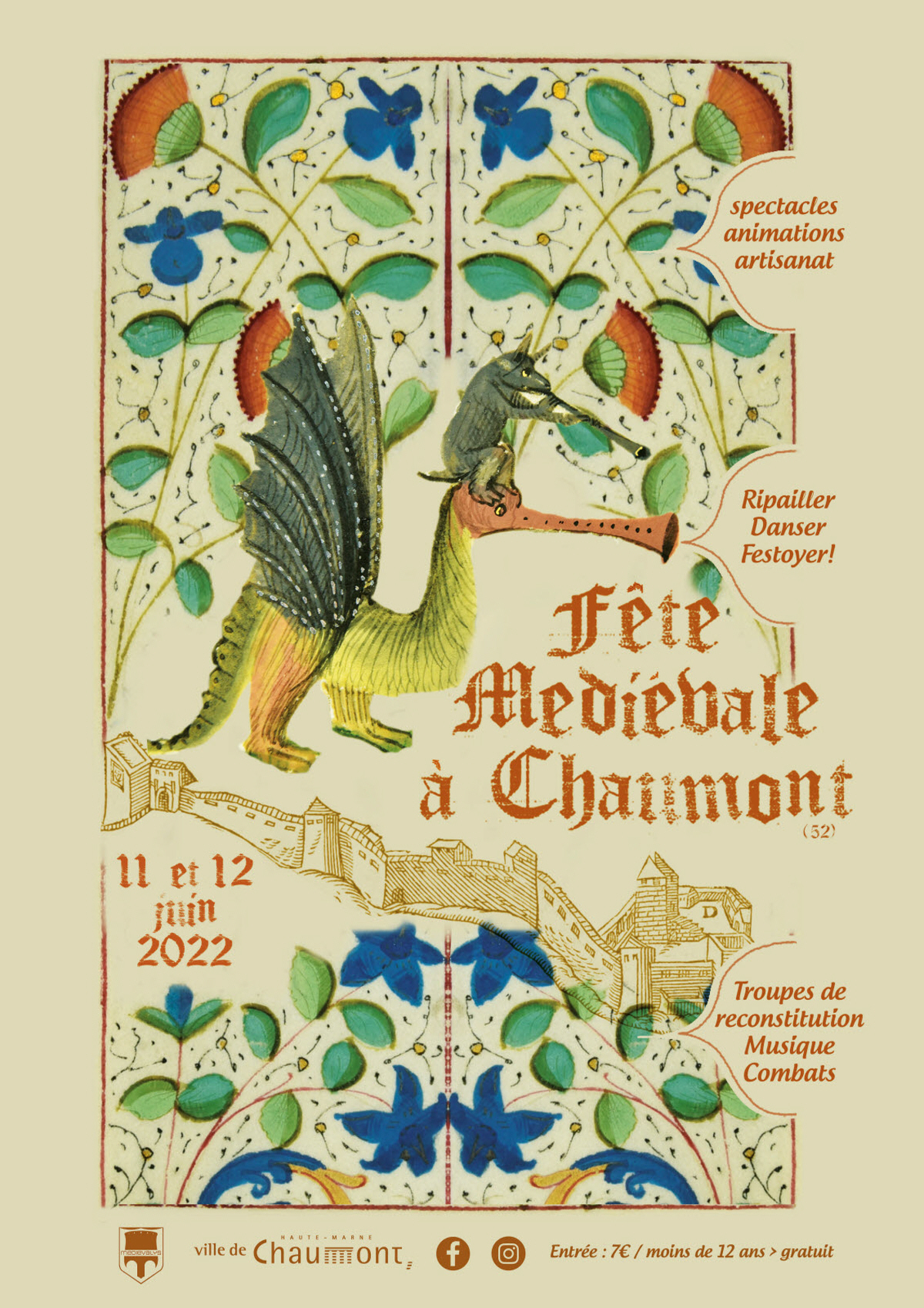 Fête médiévale Chaumont 2022 sur le portail médiéval