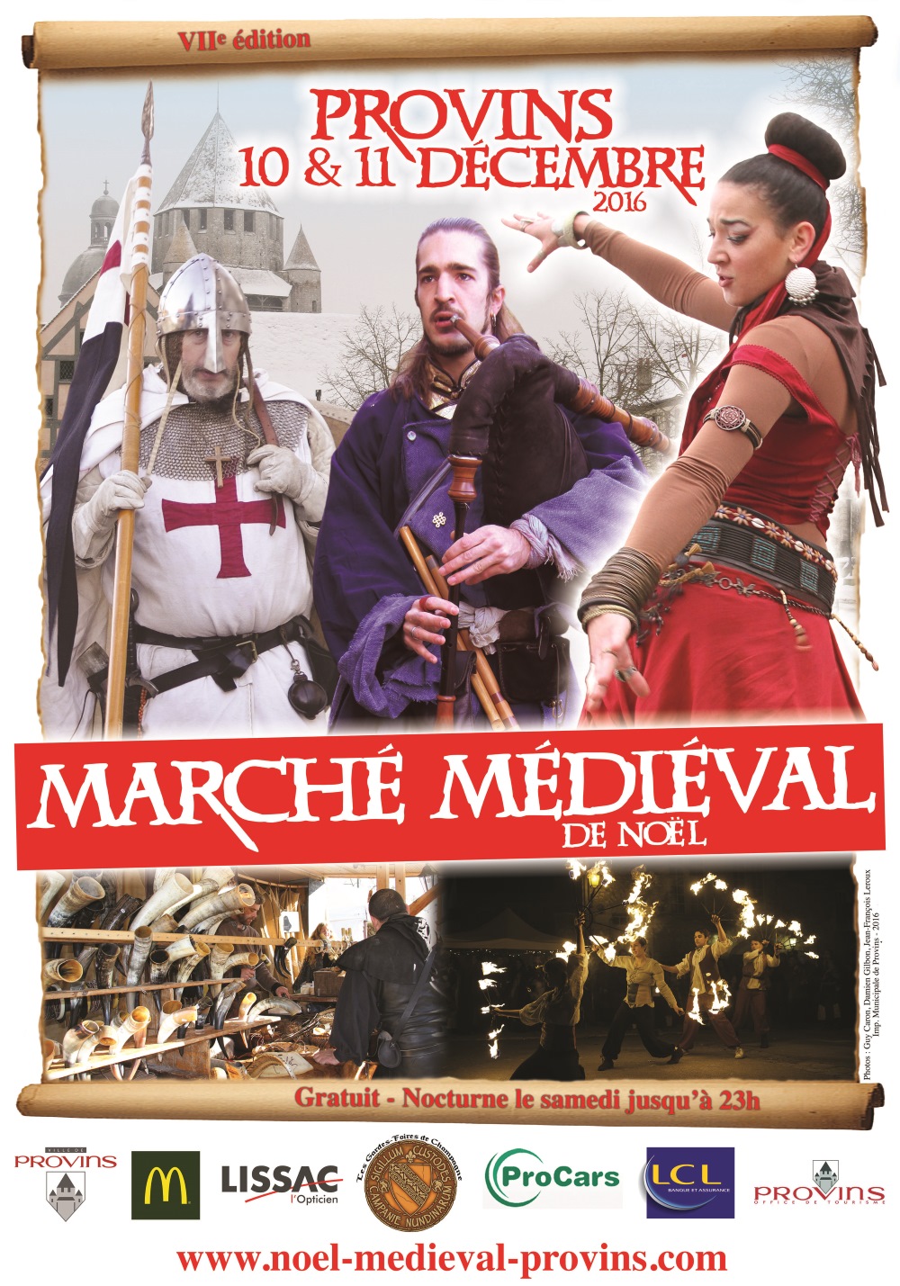 Marché Médiéval de Noël de Provins 2016 sur le portail médiéval