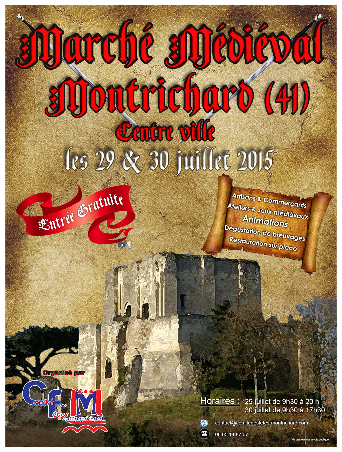 MARCHE MEDIEVAL de Montrichard , MONTRICHARD sur le portail médiéval