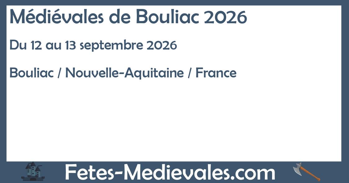 Médiévales de Bouliac 2026 sur le portail médiéval