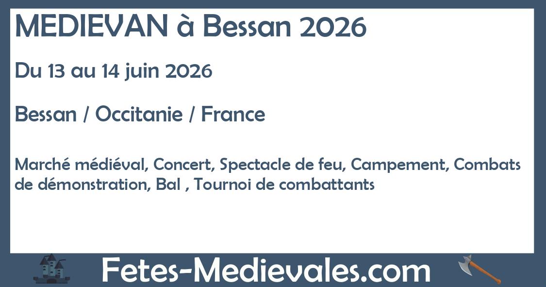 MEDIEVAN à Bessan 2026 sur le portail médiéval